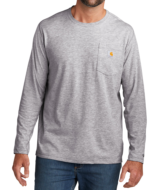 CustomInk Sizing Line-Up for Carhartt Force Cotton Long Sleeve Pocket T ...