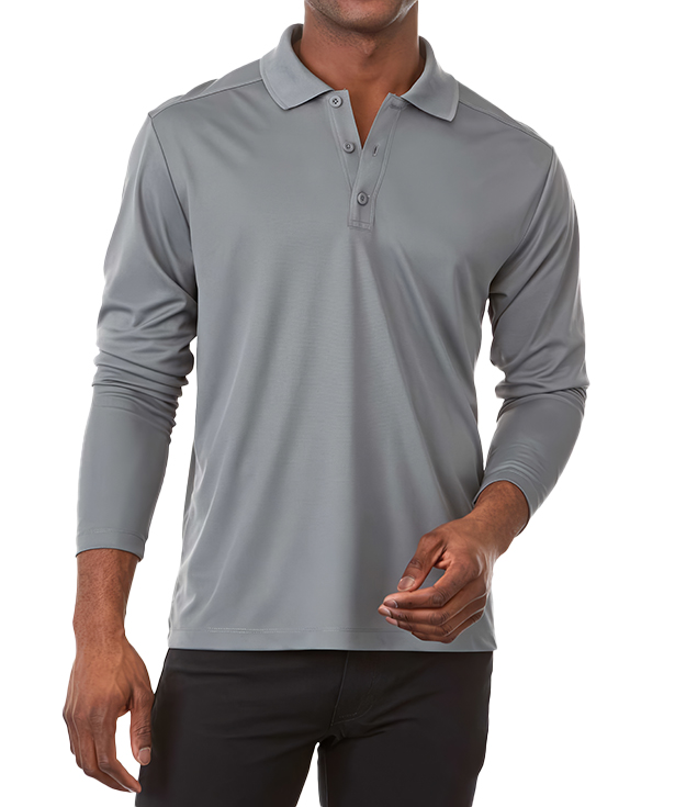 CustomInk Sizing Line-Up for Elevate Mori Long Sleeve Performance Polo ...
